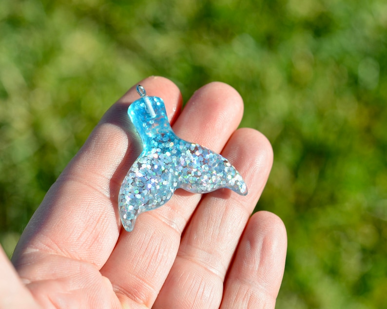 1 Blue and Silver Resin With Glitter Mermaid Tail Charms SC6772 - Etsy