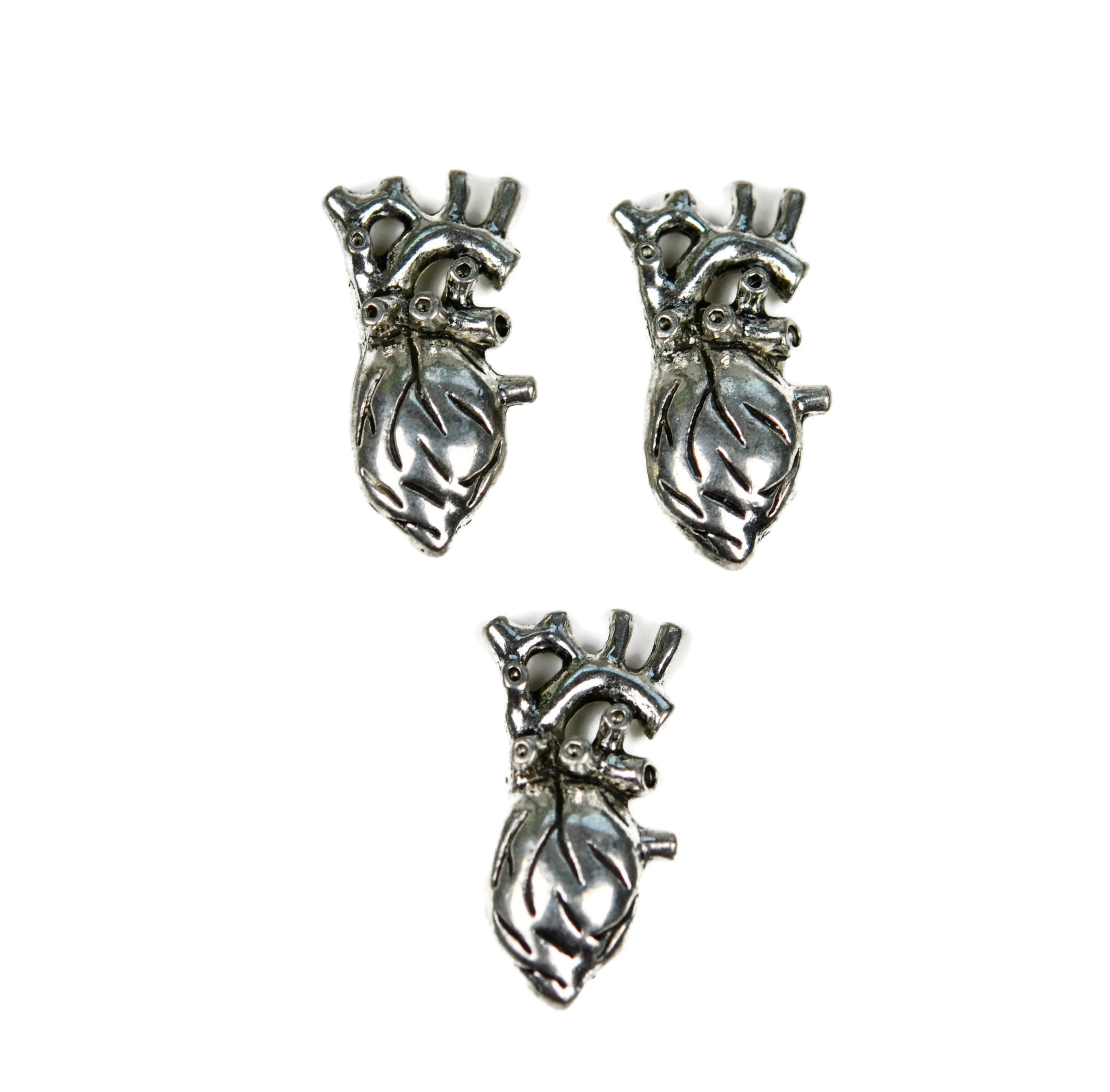 5 Anatomically Correct Silver Tone Heart Charms SC3002 - Etsy