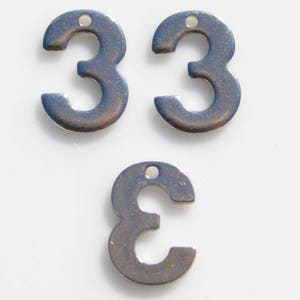 1 Stainless Steel Number 3 Charm SC5079 - Etsy