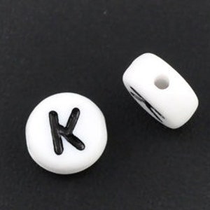 20 White Acrylic Letter K Beads, 7mm Round Alphabet Beads BD736 - Etsy