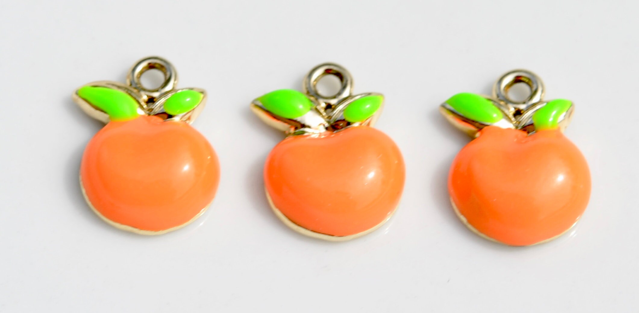 5 Orange Fruit Enamel Gold Tone Charms GC6742 - Etsy
