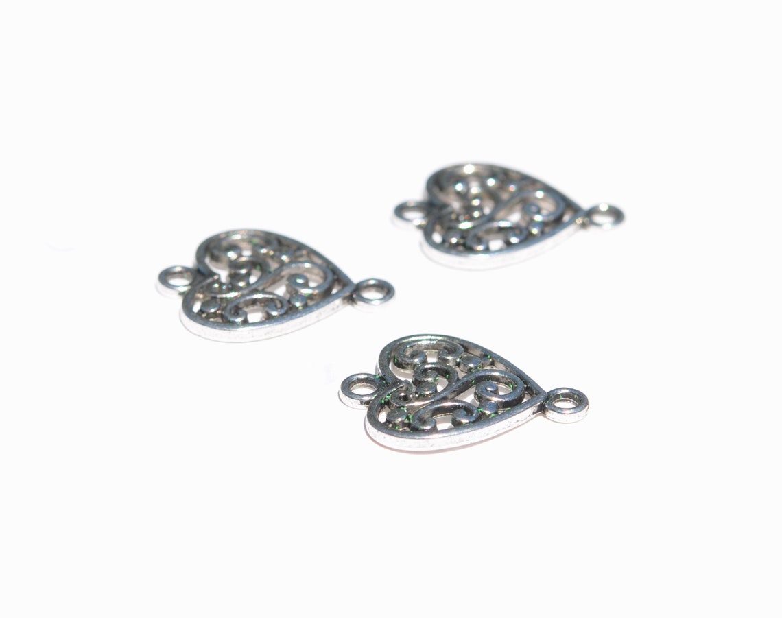 BULK 50 Heart Connector Charms SC3209 - Etsy