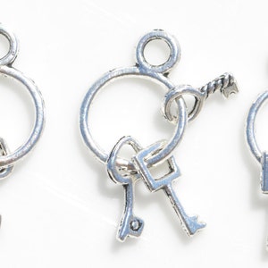 1 Tiny Key Ring Silver Tone Charm SC6552 - Etsy