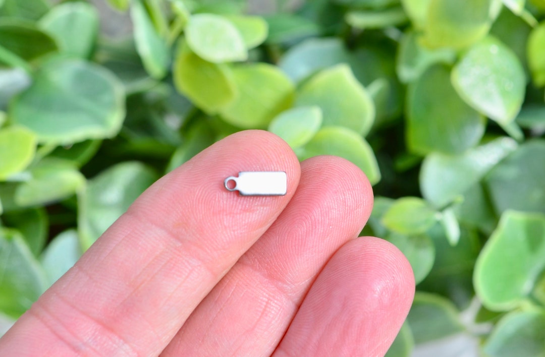 20 Stainless Steel Tiny Rectangle Blank Charms EB67 - Etsy