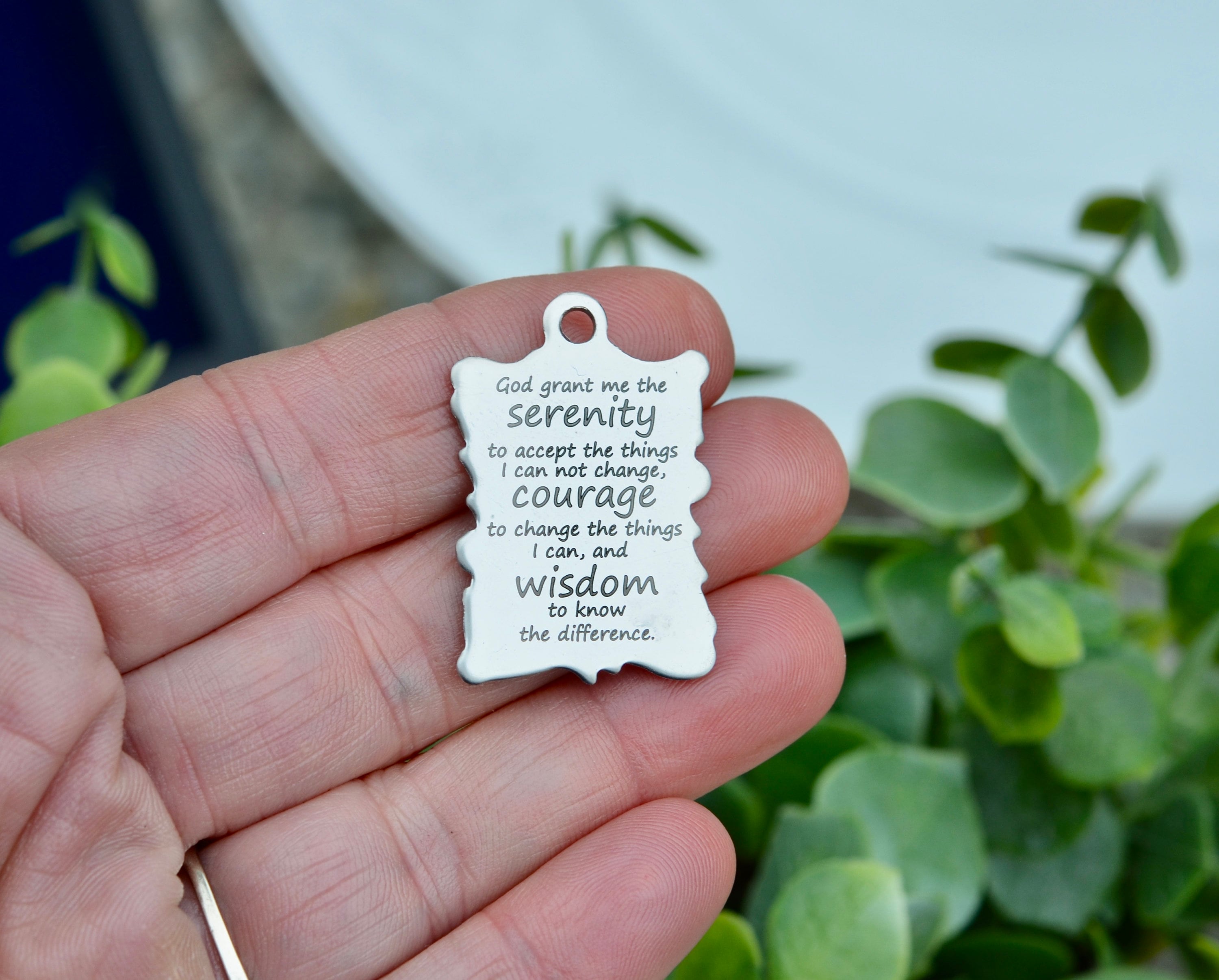 Serenity Prayer Laser Engraved Stainless Steel Pendant Charm CC830 - Etsy