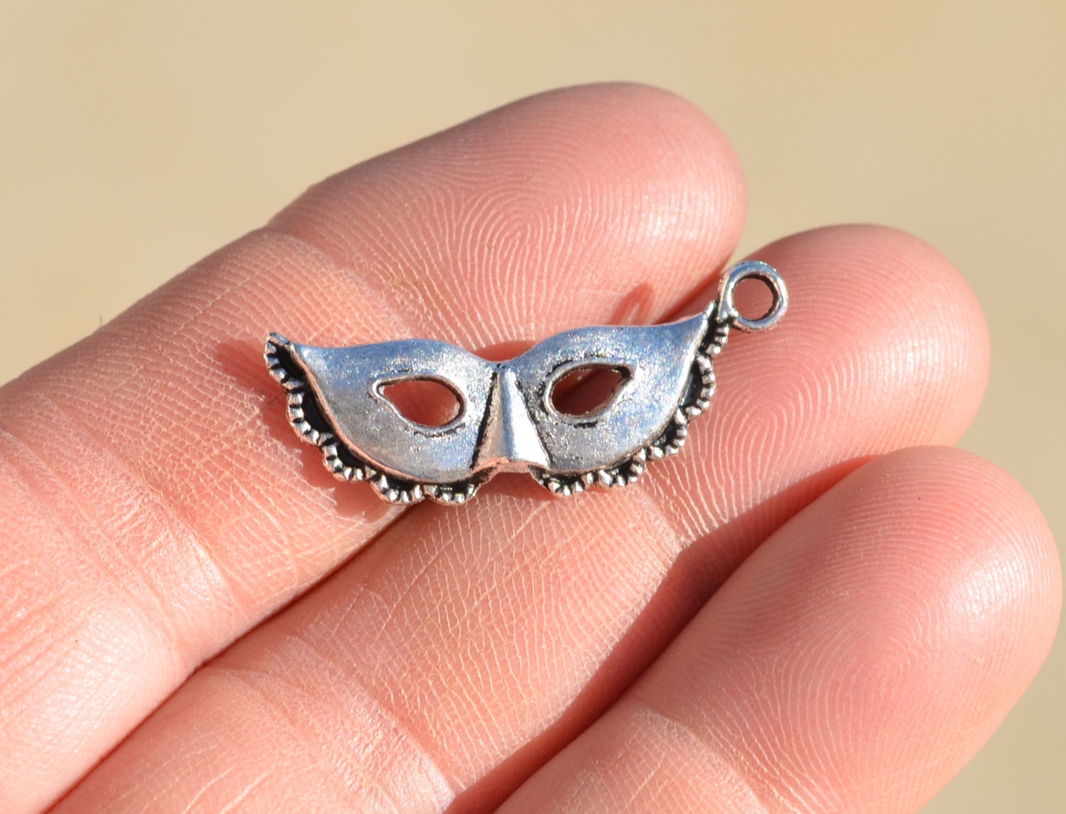 BULK 50 Mask Silver Tone Charms SC6429 | Etsy