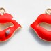 5 Red Enamel Lips With a Rhinestone Charms GC5406 - Etsy