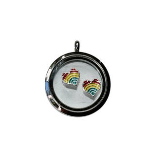 1 Memory Locket Rainbow Heart Charm FL500 - Etsy