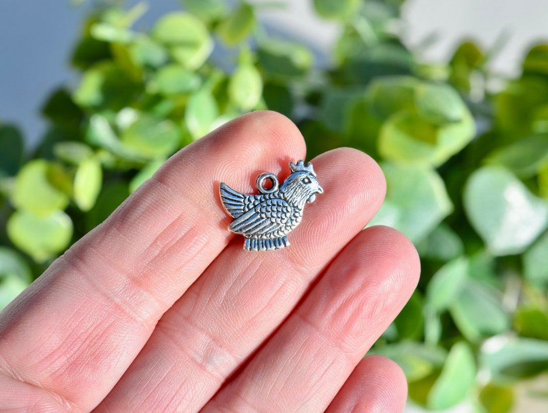 1 Chicken Silver Tone Charm SC6015 - Etsy
