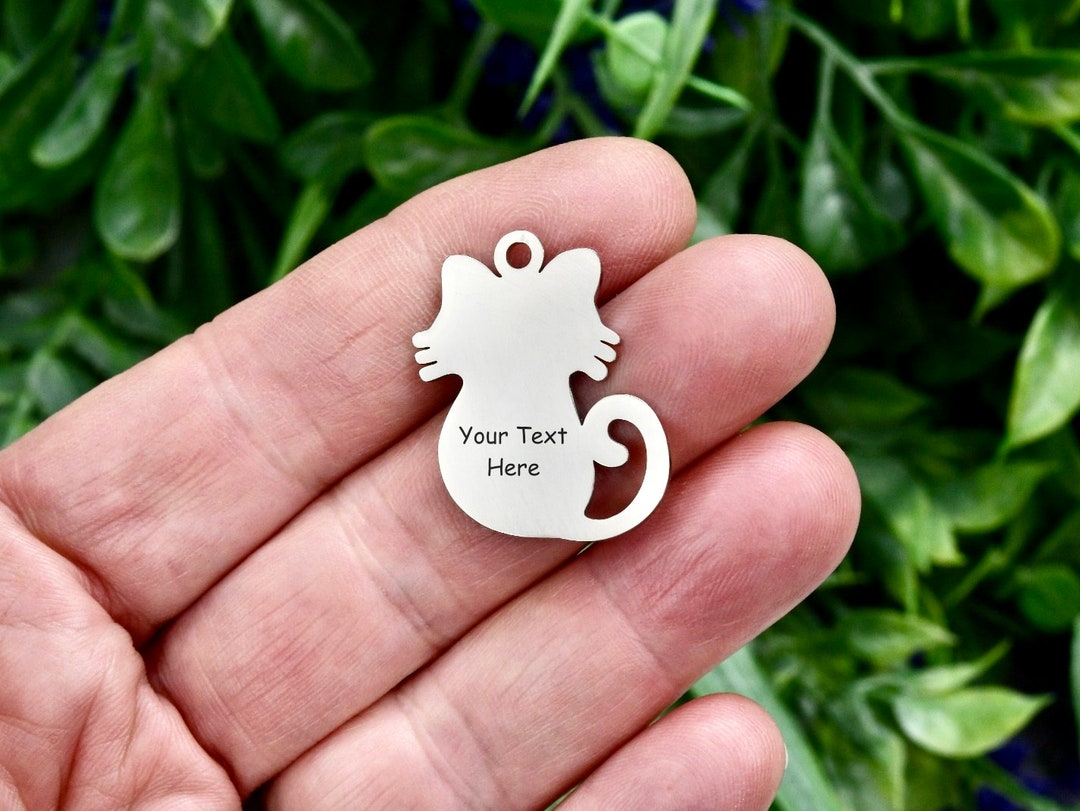 Personalized Stainless Steel Cat Custom Laser Engraved Charm EB61E - Etsy
