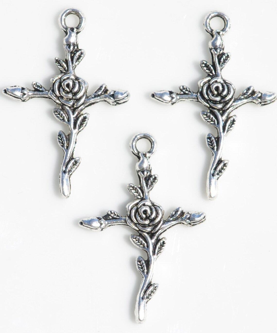 BULK 20 Flowered Cross Silver Tone Charms SC1810 - Etsy