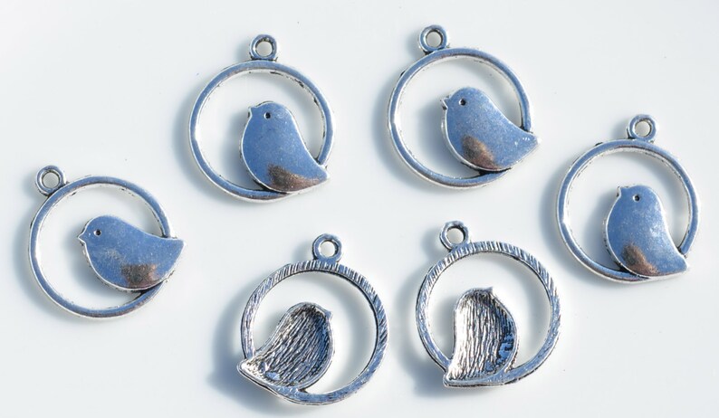 1 Bird on a Perch Silver Tone Charm SC5153 - Etsy