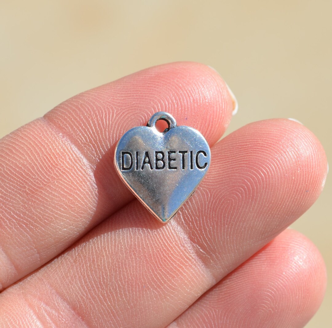 1 Diabetic Silver Tone Heart Charm SC3570 - Etsy