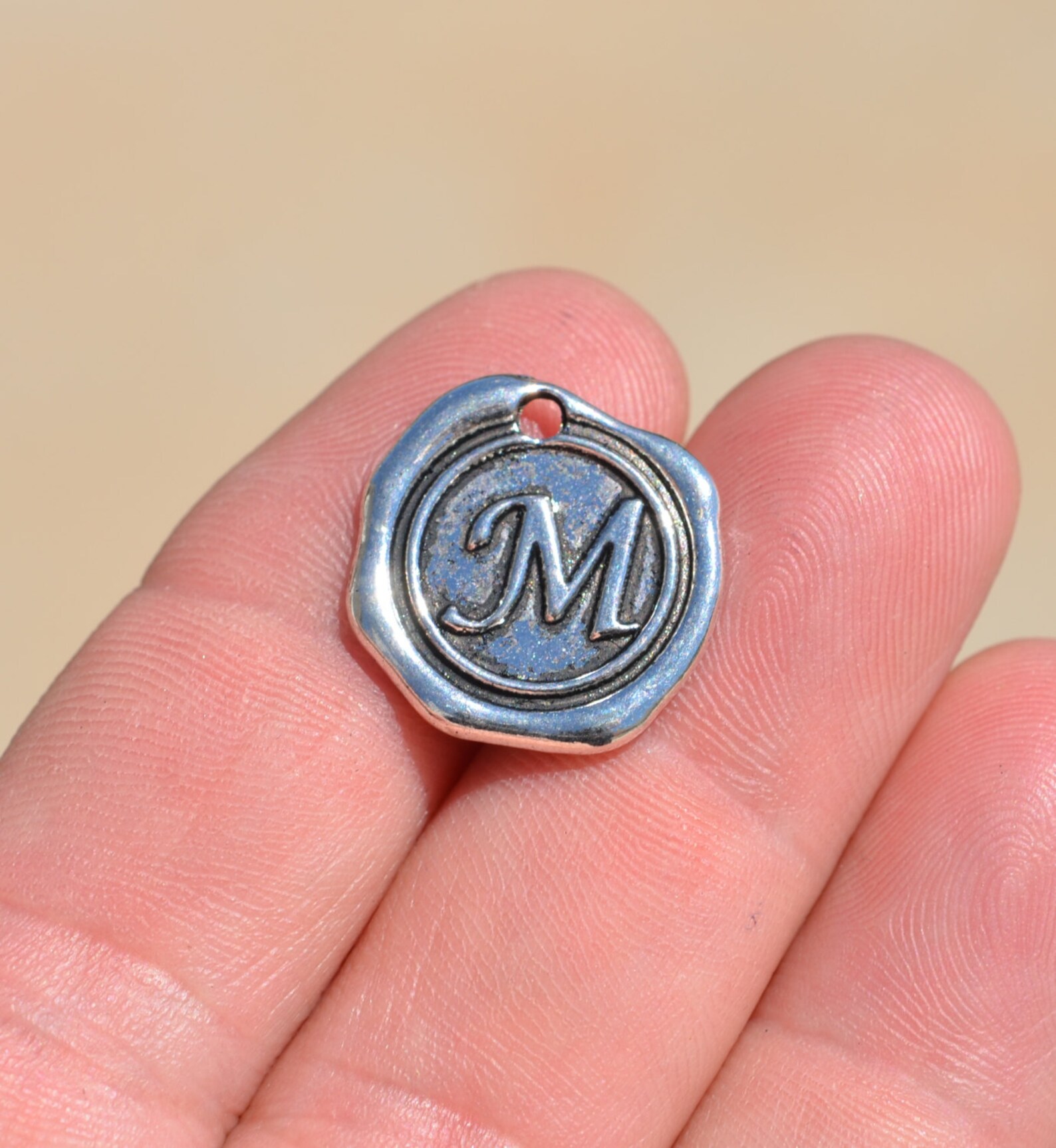 1 Letter M Wax Stamp Silver Tone Charm SC2162 | Etsy