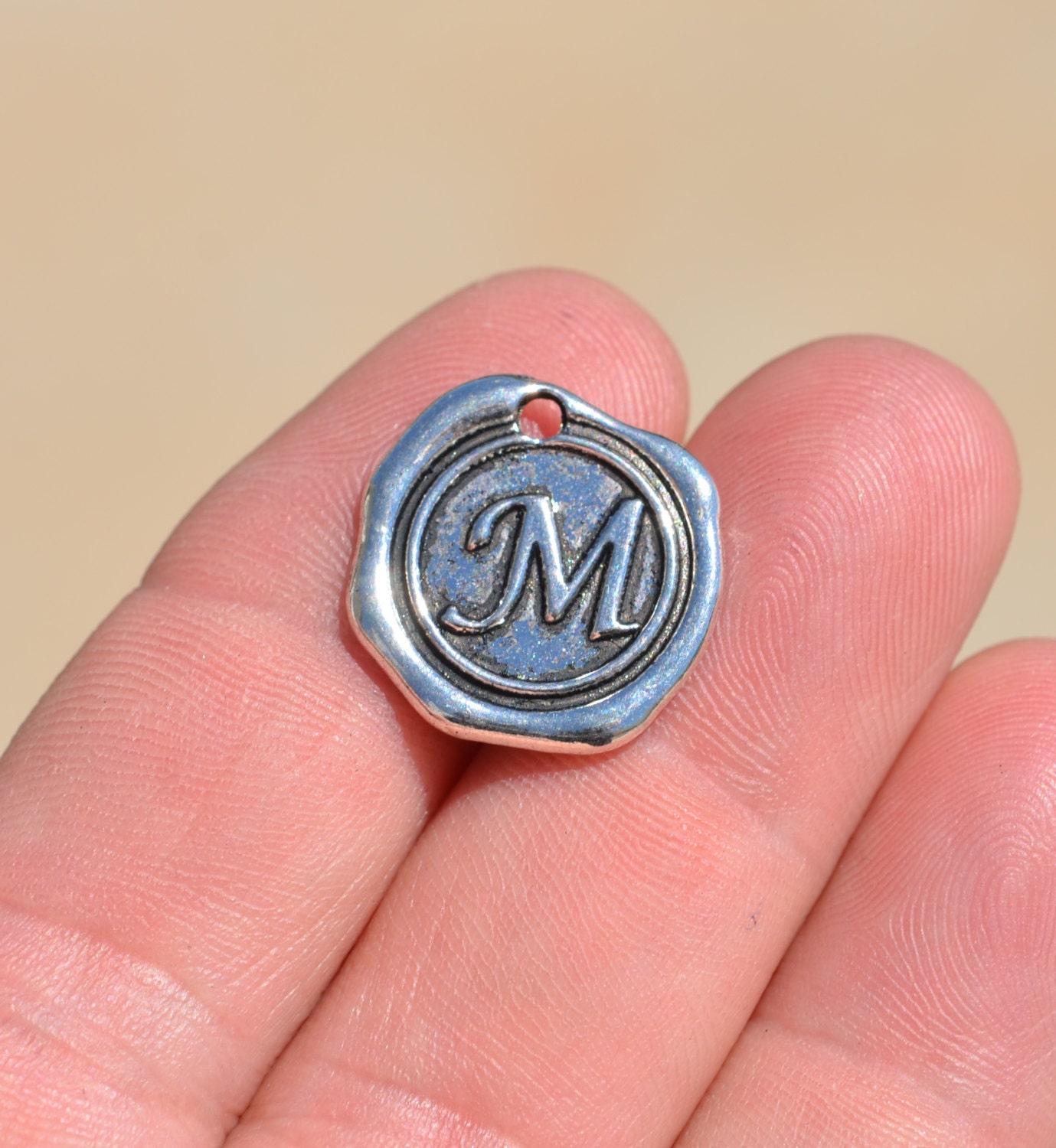 1 Letter M Wax Stamp Silver Tone Charm SC2162 | Etsy