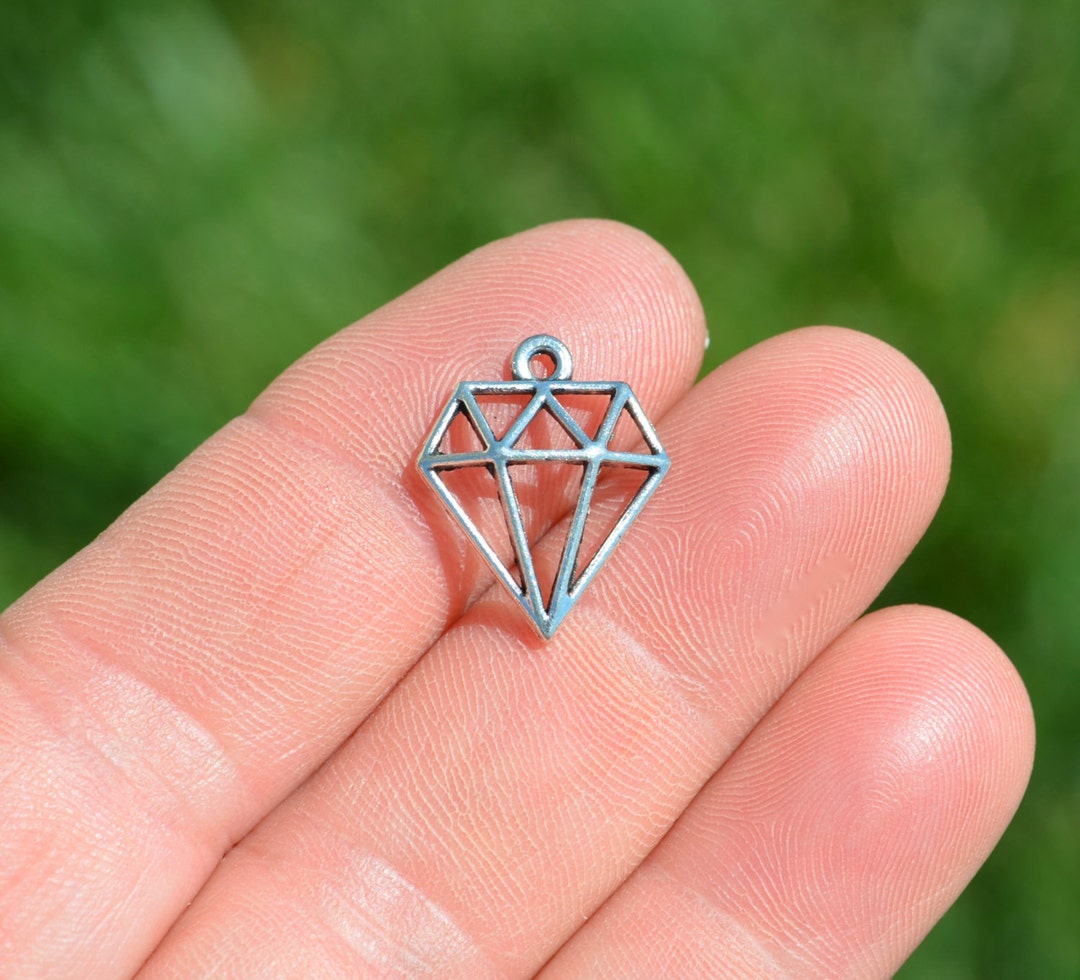 BULK 50 Diamond Shaped Silver Tone Charms SC2624 - Etsy