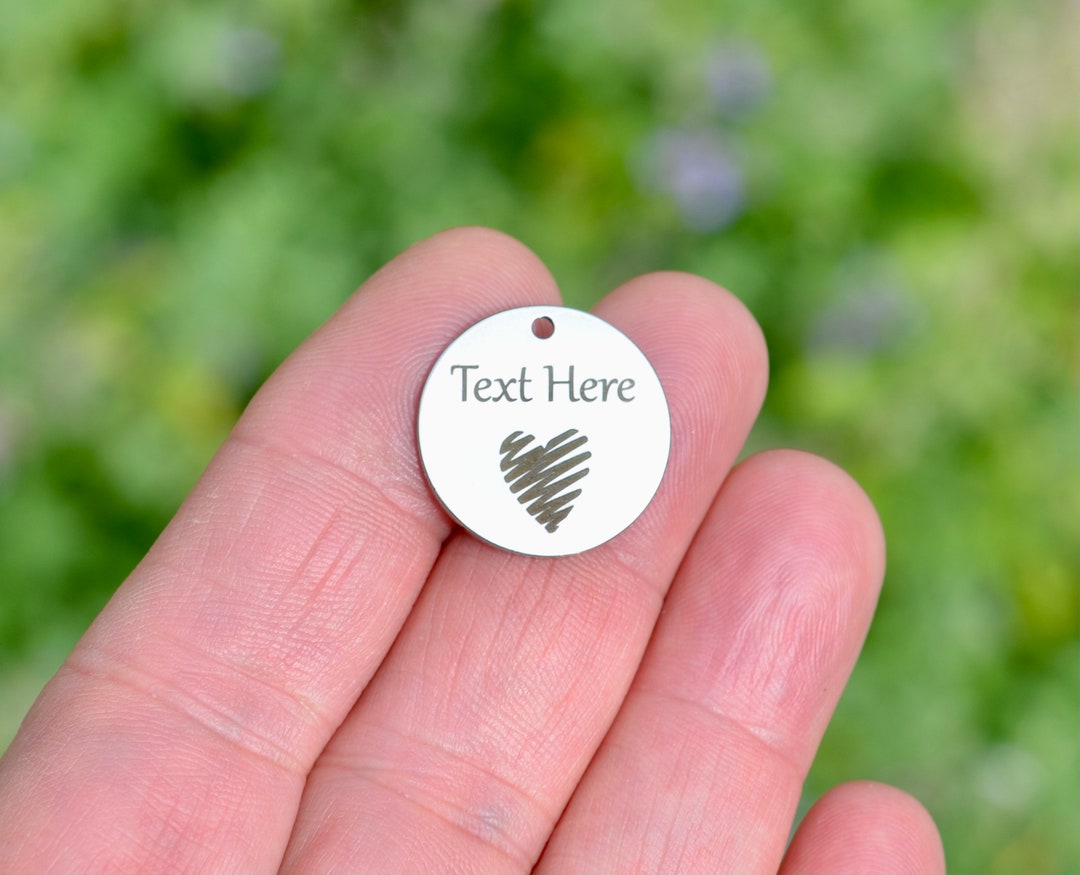 Personalized Your Text With a Scribble Heart Custom Laser Engraved ...