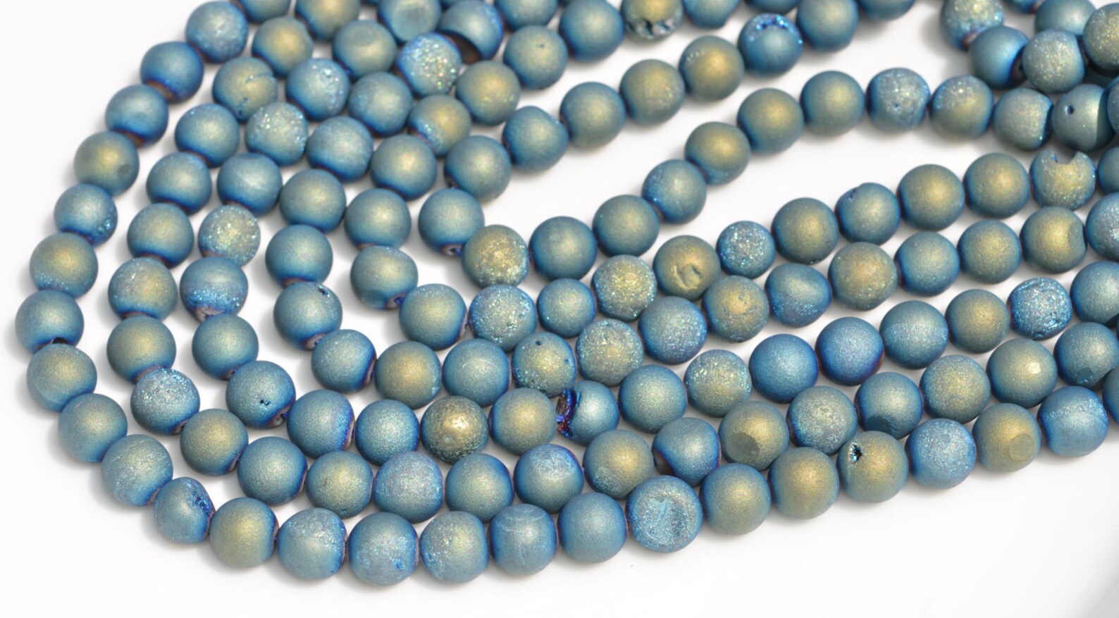 1 Strand Light Blue Metallic Titanium Coated Druzy Beads BD963 - Etsy