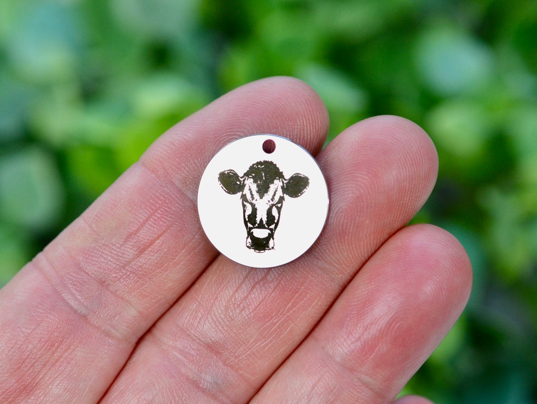 Cow Custom Laser Engraved Stainless Steel Charm CC1177 - Etsy