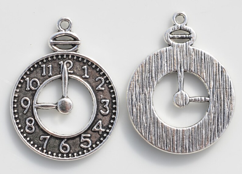 5 Clock Silver Tone Charms SC6013 - Etsy