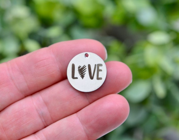 LOVE Custom Laser Engraved Stainless Steel Charm CC151 - Etsy
