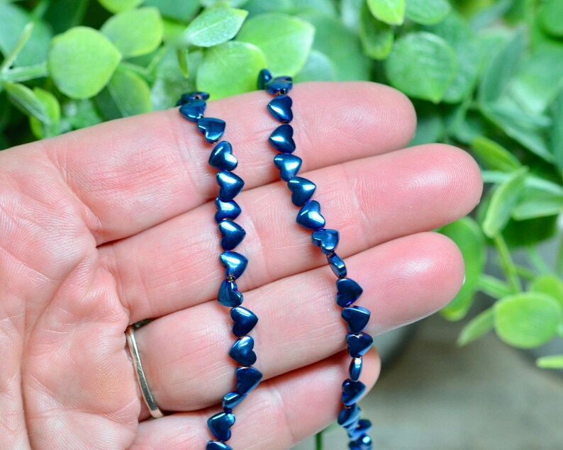 1 Strand Blue Hematite 6mm Heart Shaped Beads BD237 - Etsy