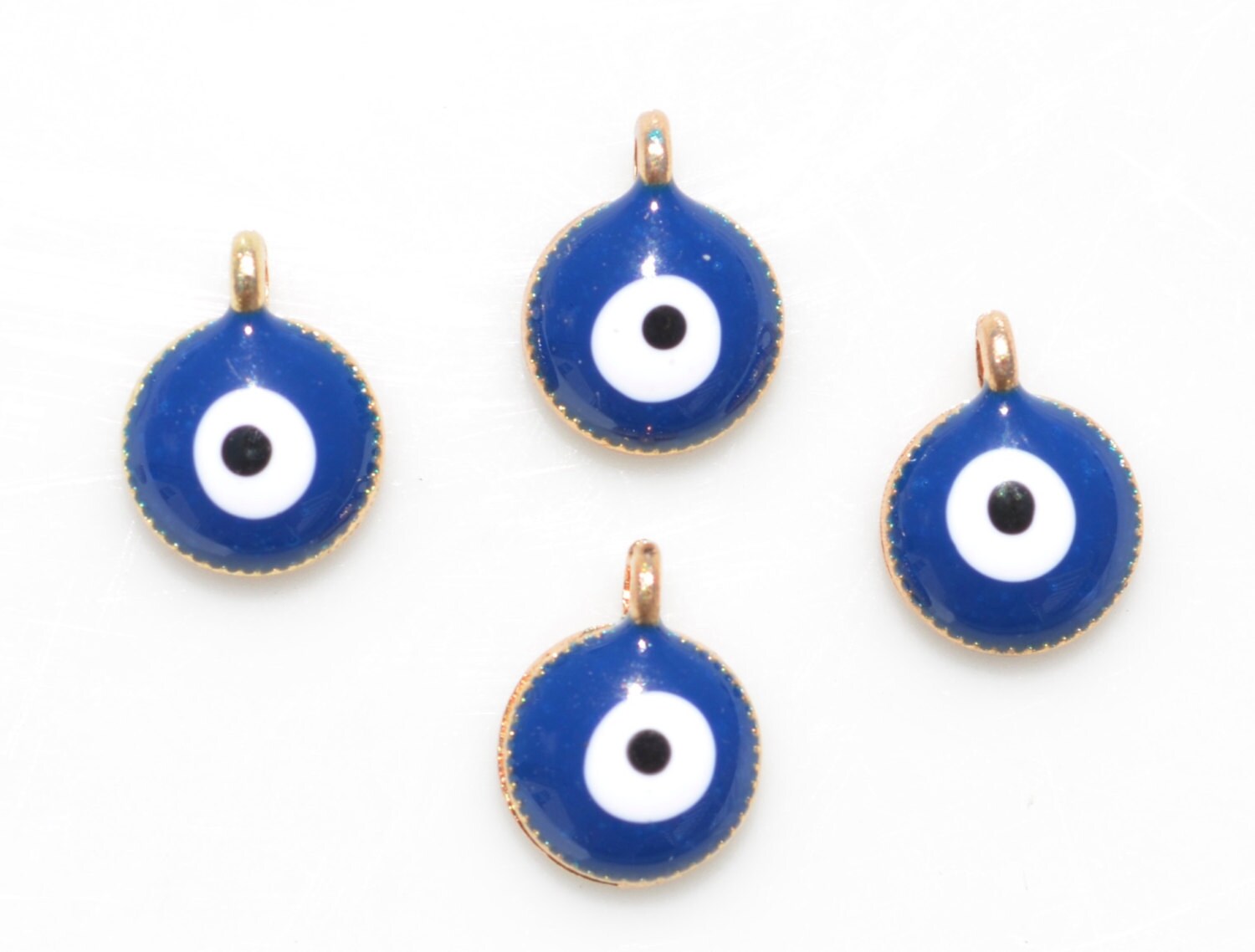 5 Evil Eye Gold Plated with Blue and White Enamel Charms | Etsy