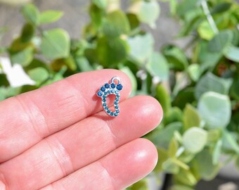 Miniature Sterling Silver Foot Charm Feet Barefoot Footprint Solid 925 ...