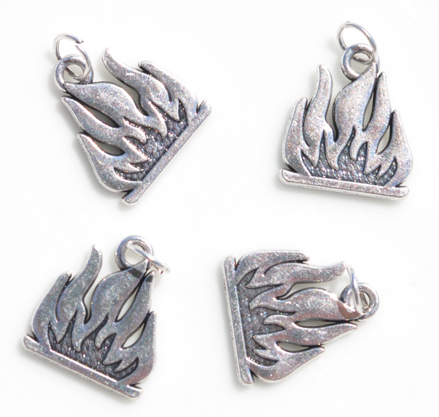 1 Fire Silver Tone Charm SC6746 | Etsy