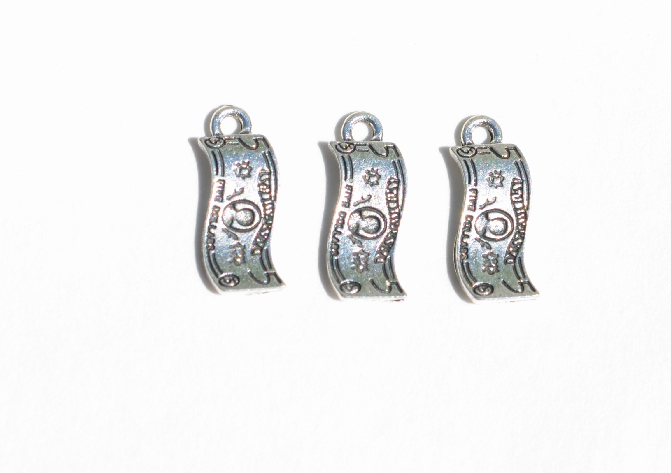 1 Money, Dollar Bill Silver Tone Charm SC6567 - Etsy