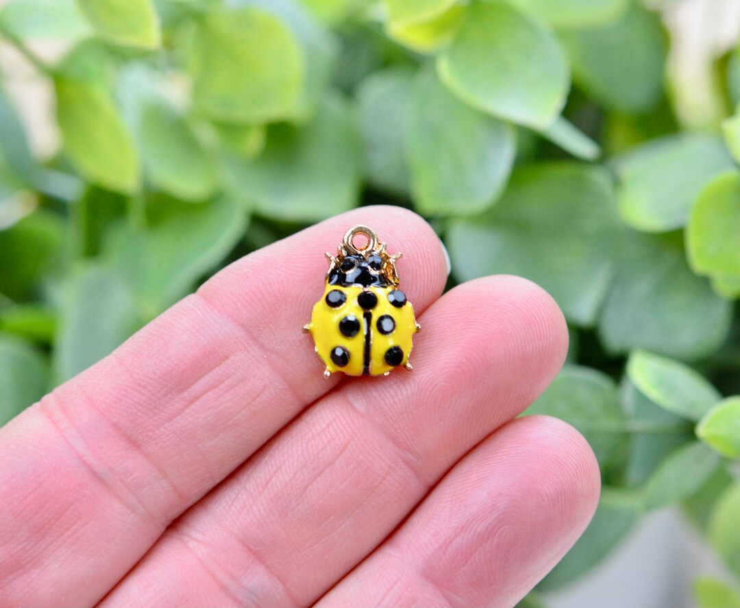 5 Yellow and Black Enamel Ladybug Gold Tone Charms GC5160 - Etsy