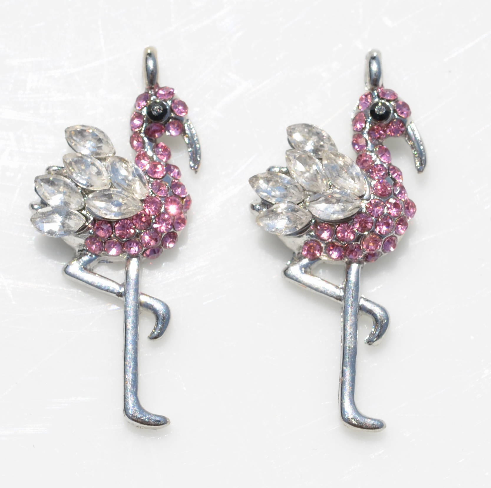 1 Pink Flamingo Rhinestone Bird Charm SC1633 | Etsy