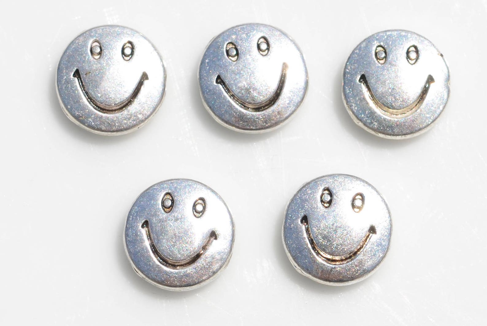 10 Happy Face 10mm Round Silver Tone Beads BD880 - Etsy