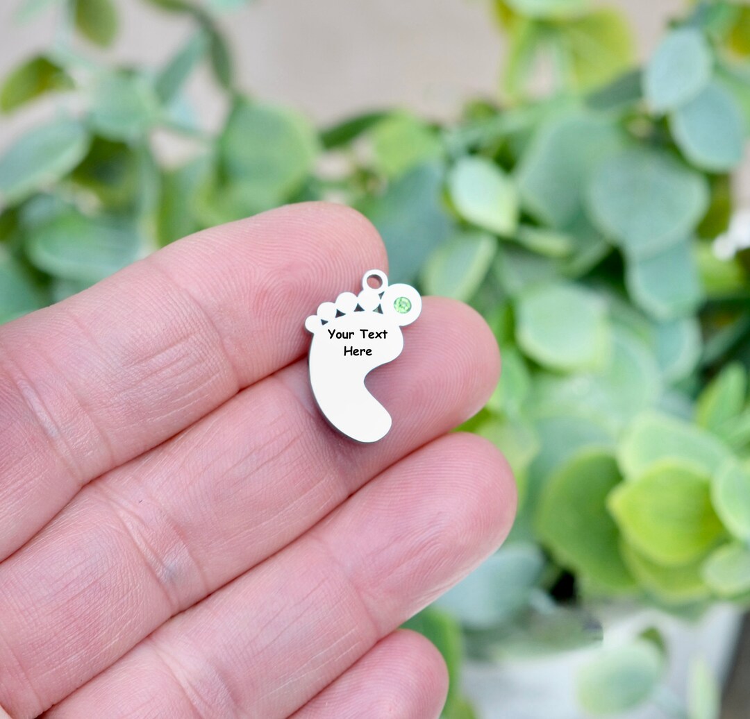 Stainless Steel Personalized Laser Engraved Foot With a Light Green ...