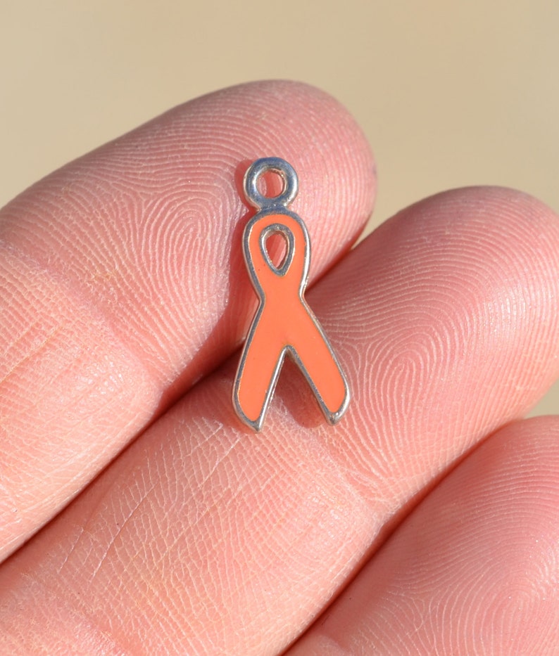 1 Orange Enamel Cancer Awareness Ribbon Charm SC5454 - Etsy