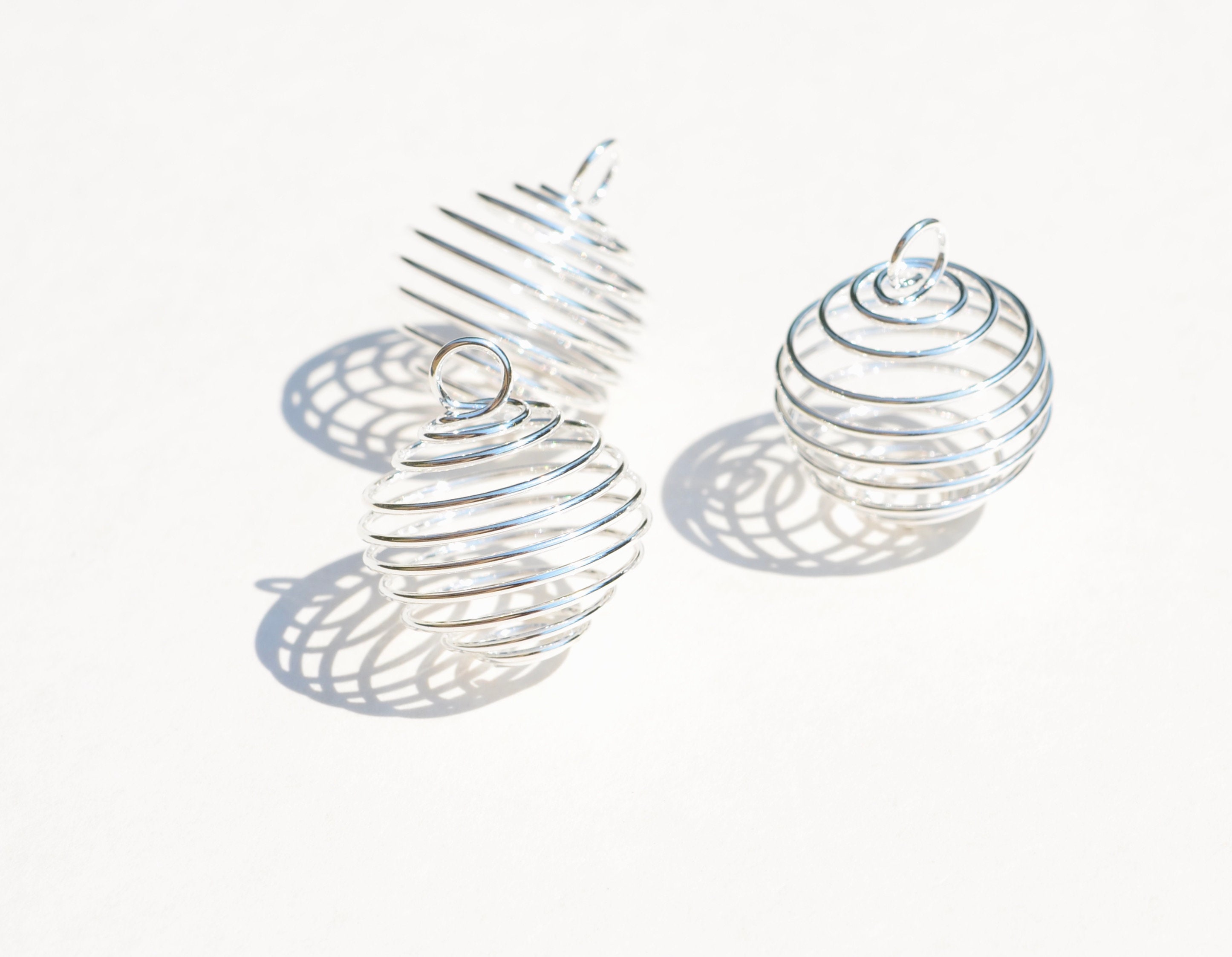 5 Spiral Bead Cage Silver Tone Pendants SC7110 - Etsy