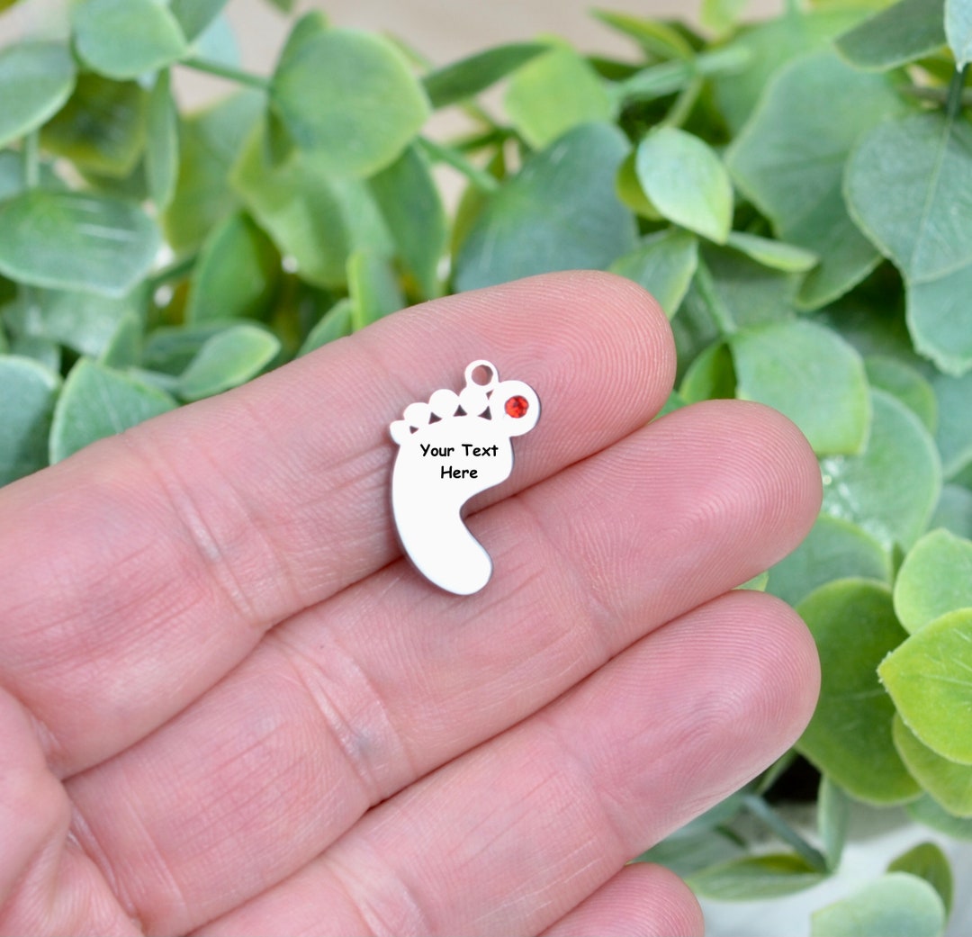 Stainless Steel Personalized Laser Engraved Foot With a Ruby Red ...