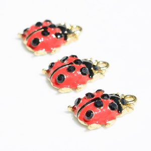 BULK 20 Red and Black Enamel Ladybug Gold Tone Charms GC3670 - Etsy