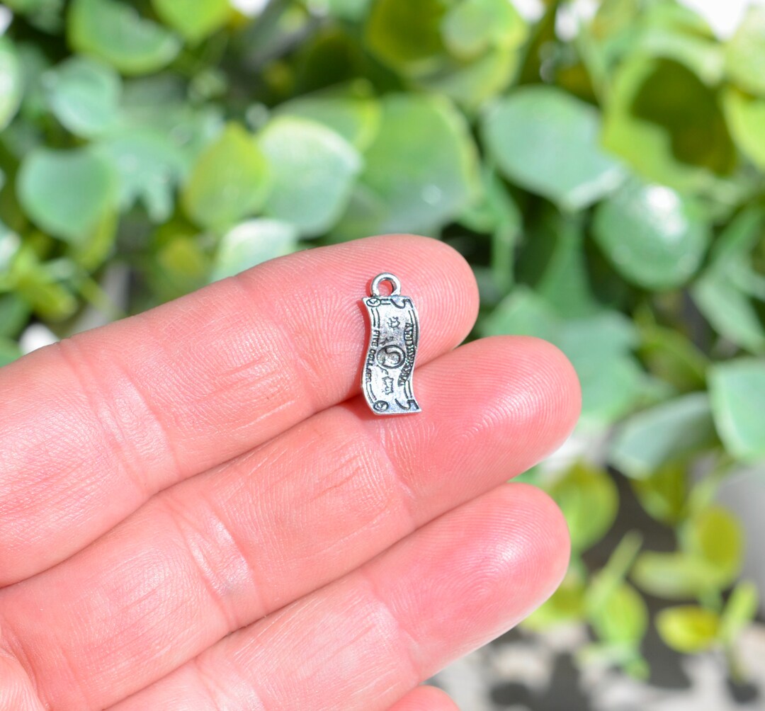 1 Money, Dollar Bill Silver Tone Charm SC6567 - Etsy