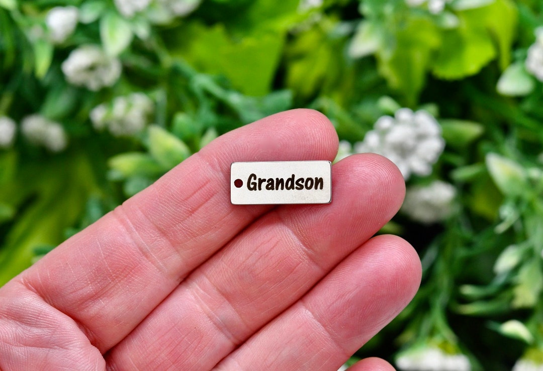 Grandson Custom Laser Engraved Stainless Steel Rectangle Charm CC1603 ...