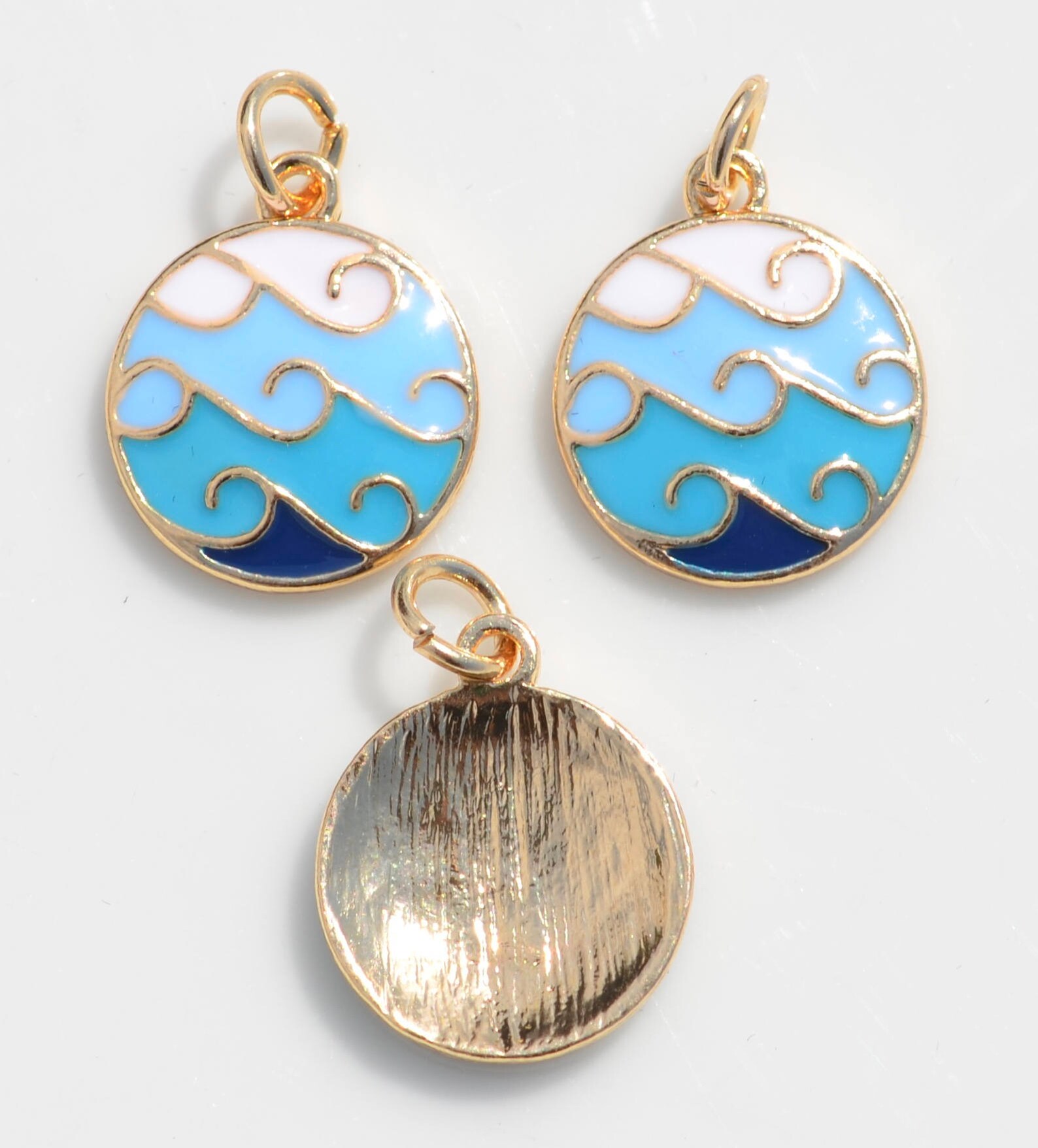 1 Blue and White Enamel Wave Charm GC5700 - Etsy