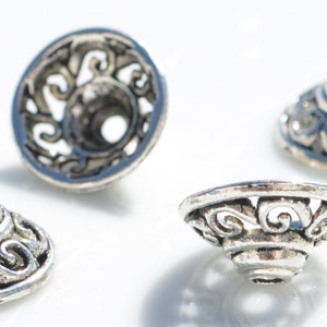 20 Decorative Bead Silver Tone Caps BD428 - Etsy