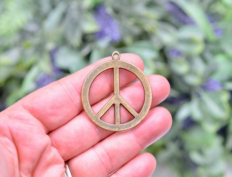 1 Large Peace Sign Bronze Tone Charm BC2103 - Etsy