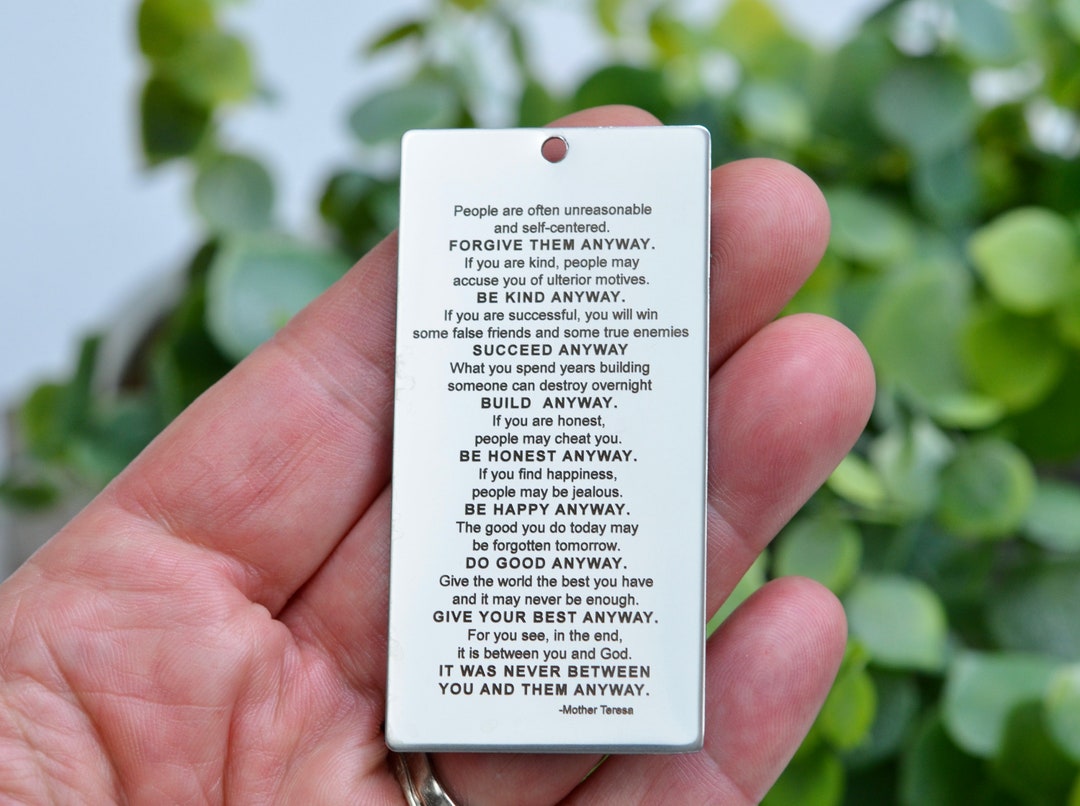 Large Bookmark Key Ring Pendant Mother Teresa Custom Laser Engraved ...