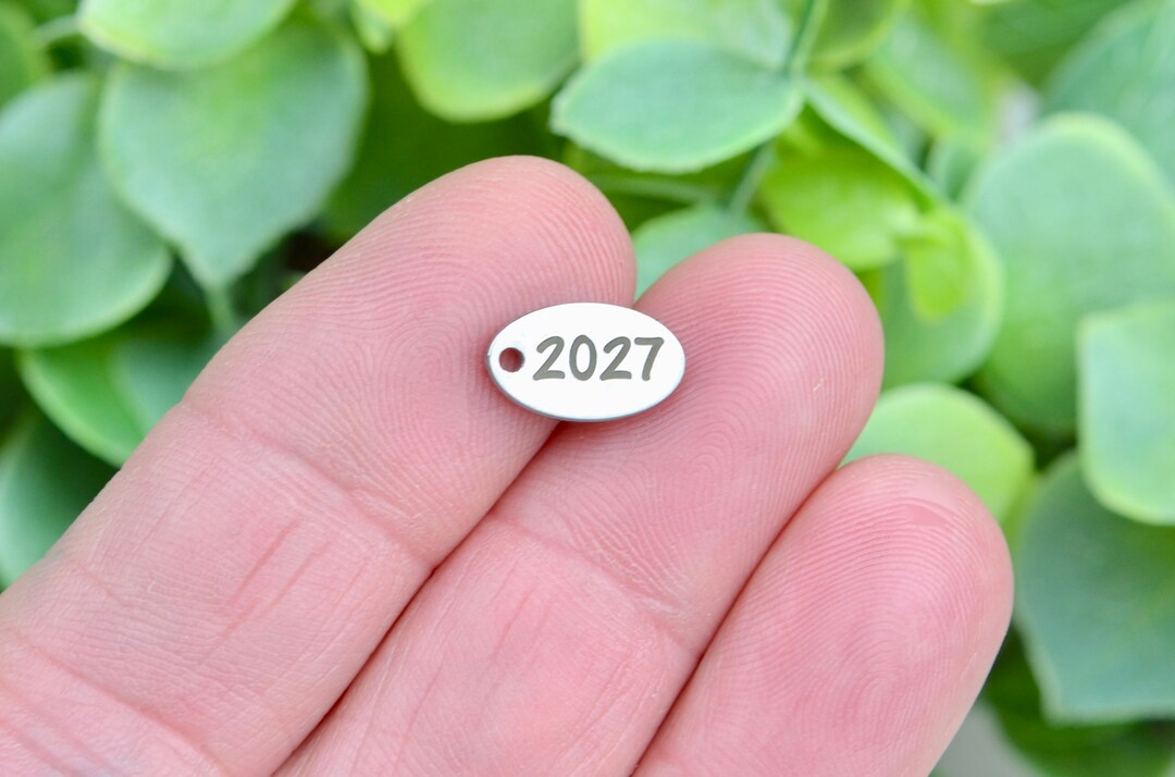 Year 2027, Stainless Steel Custom Laser Engraved Oval Charm CC261 - Etsy