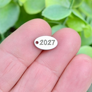 Year 2027, Stainless Steel Custom Laser Engraved Oval Charm CC261 - Etsy