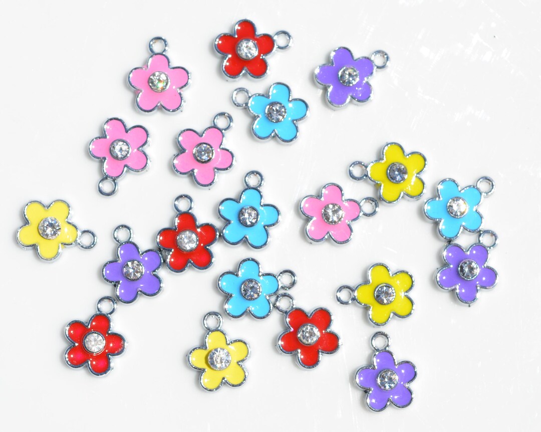BULK 20 Enamel Mixed Color Flower Charms SC4129 - Etsy