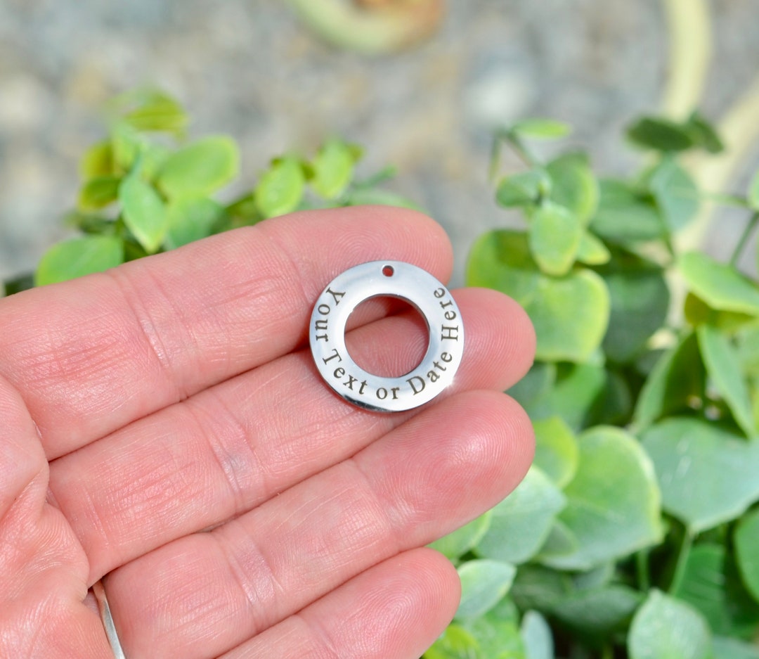 Your Name Custom Laser Engraved 22mm Stainless Steel Washer Charm ...
