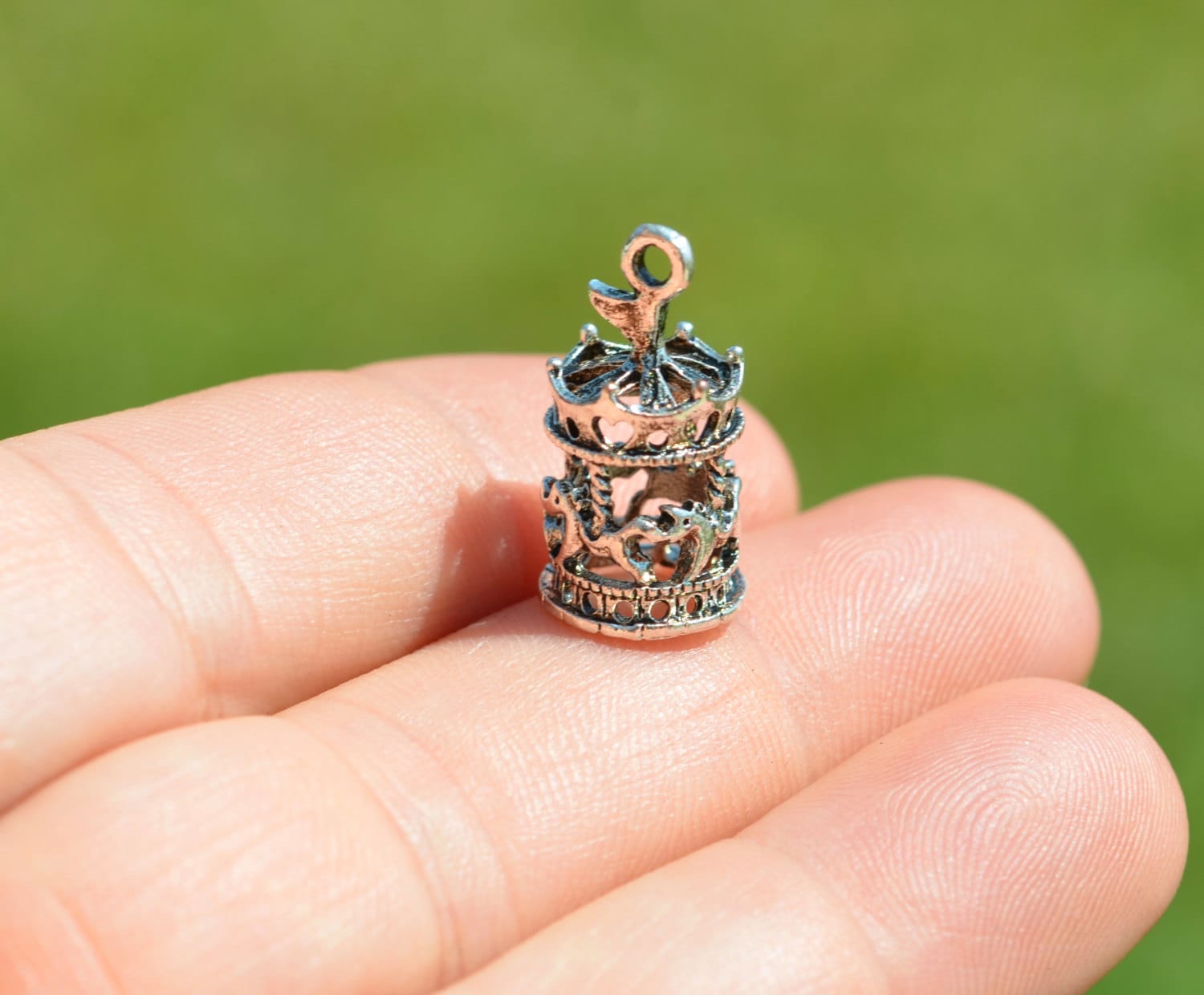 1 Carousel 3D Silver Tone Charm SC3823 - Etsy