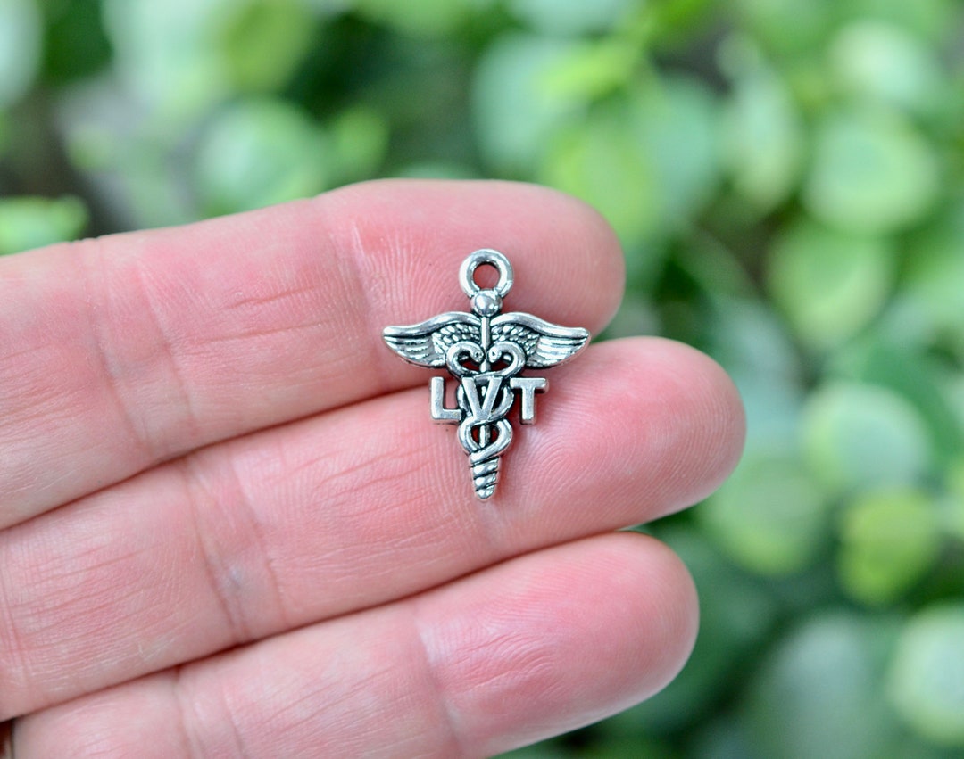 BULK 20 LVT Licensed Veterinary Technician Medical Silver Tone Charms ...